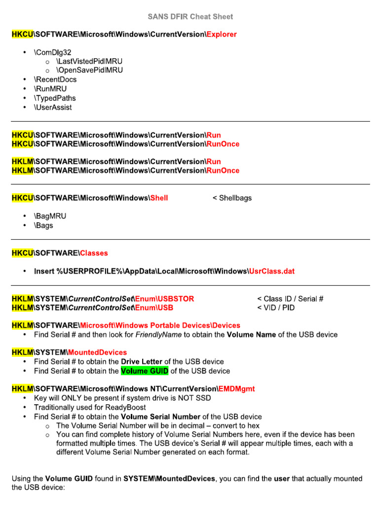 Forensic Cheat Sheet | PDF