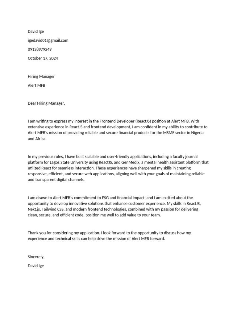 David Ige Cover Letter | PDF