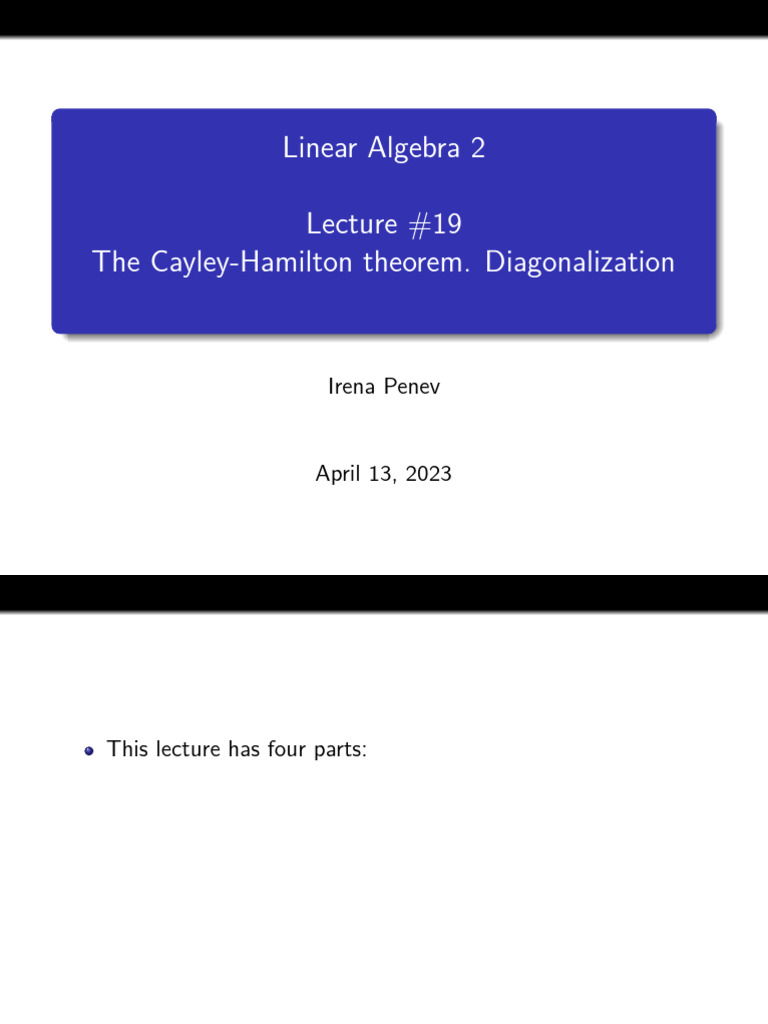 La 2 S 2023 Lecture 19 Slides | PDF | Eigenvalues And Eigenvectors | Matrix (Mathematics)