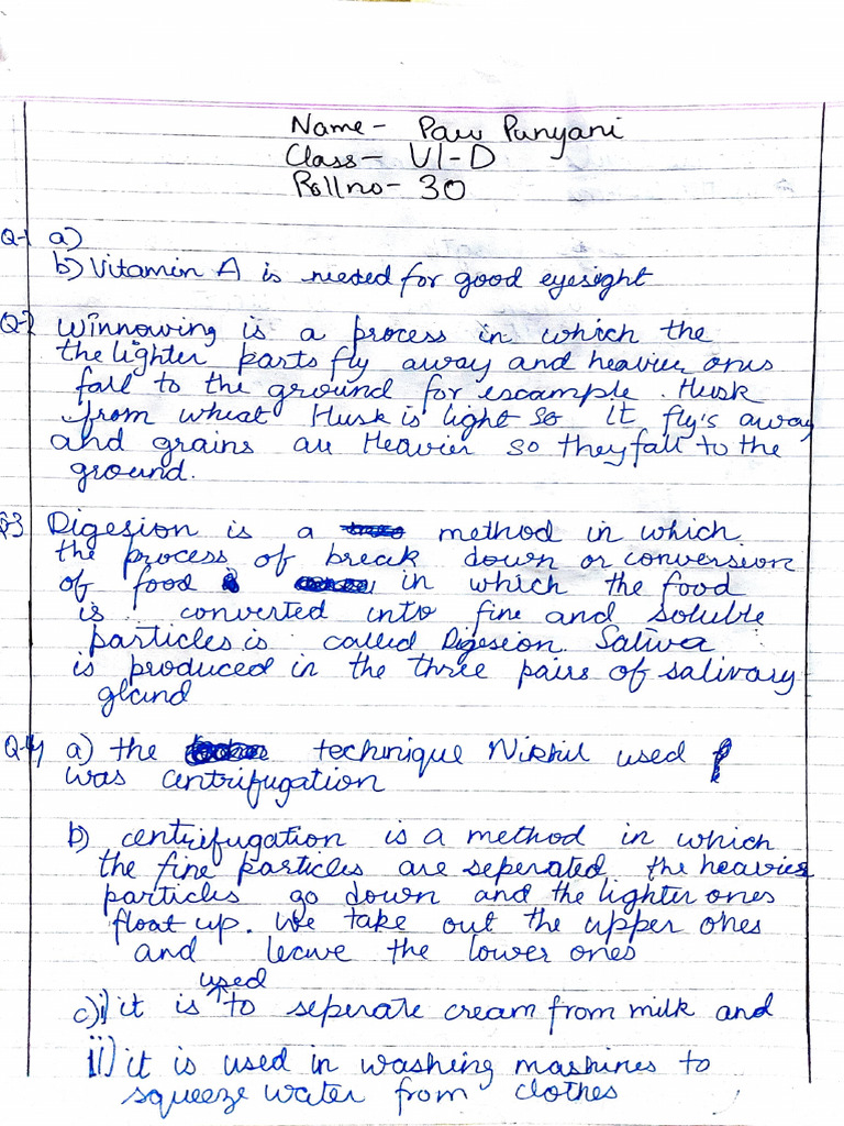 parv punyani 6th D science | PDF