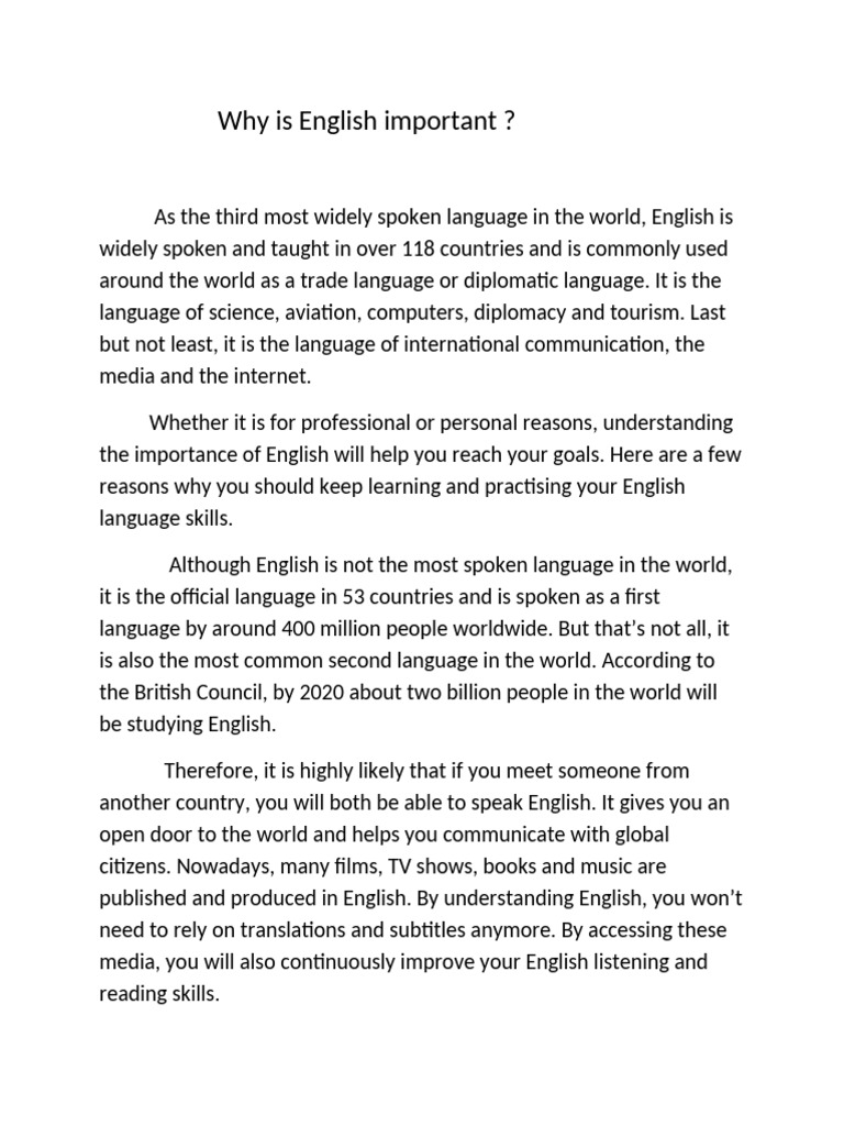 Why Is English Important | PDF | English Language | Internet