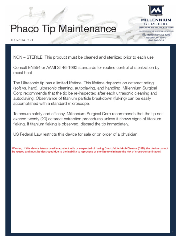 Phaco Tip Maintenance | PDF