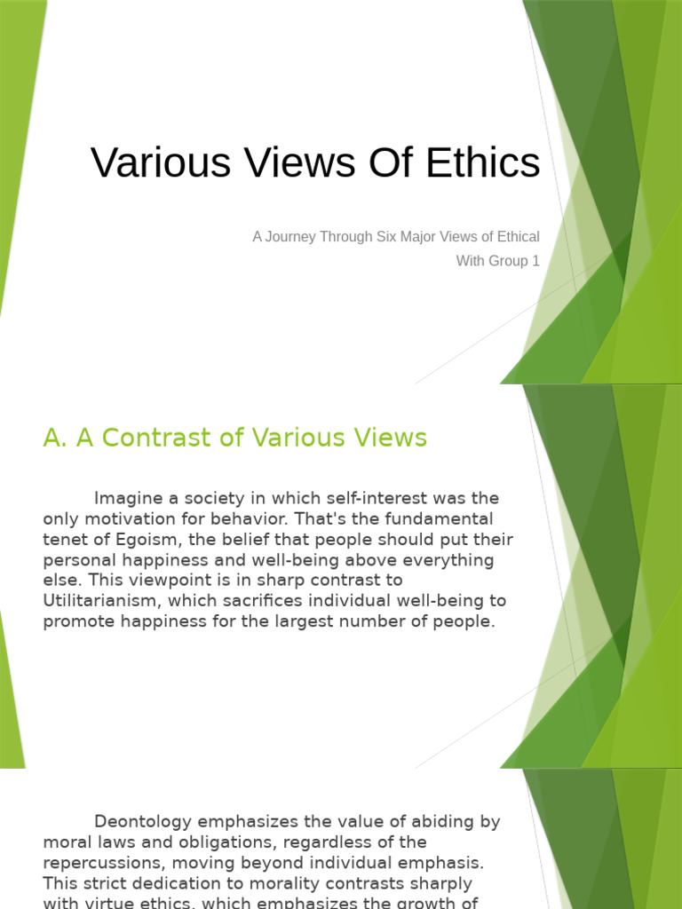 Various Views of Ethics 1 | PDF | Justice | Crime & Violence