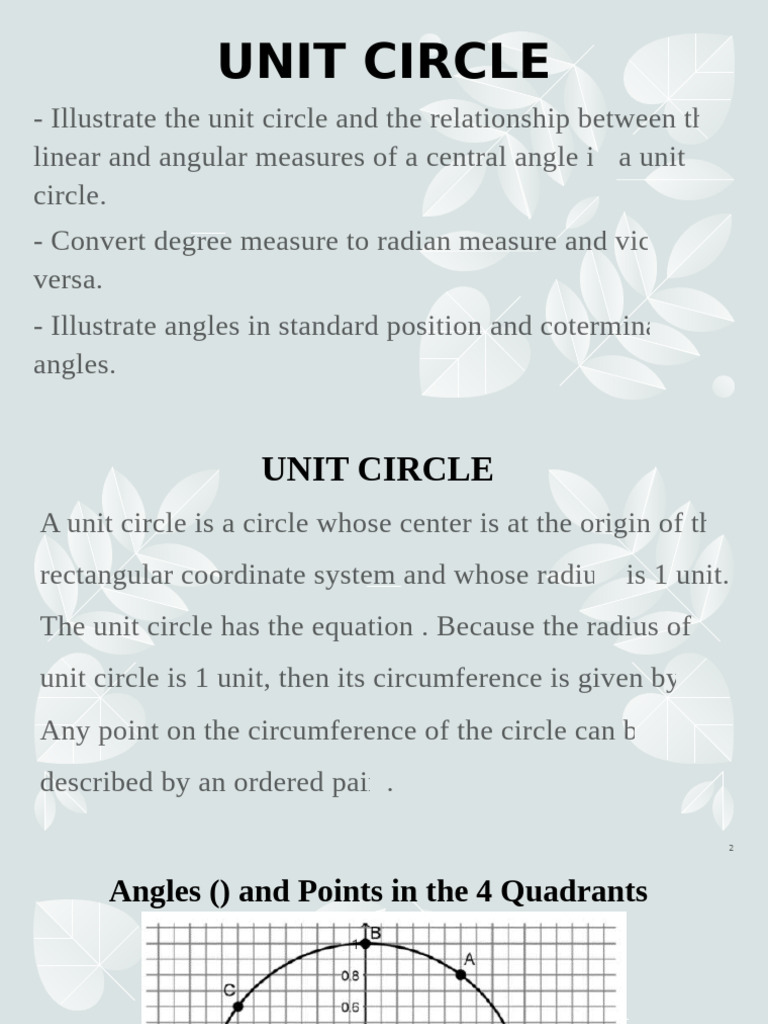 Unit Circle | PDF | Angle | Circle
