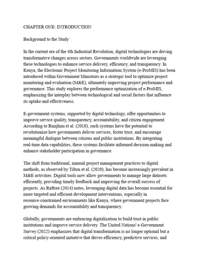 CHAPTER ONE- INTRODUCTION | PDF | Project Management | E Government