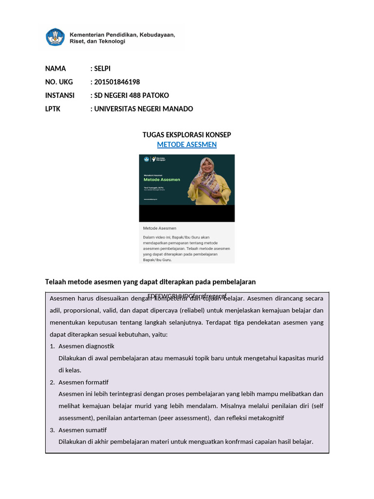 Topik 1 metode asesmen | PDF