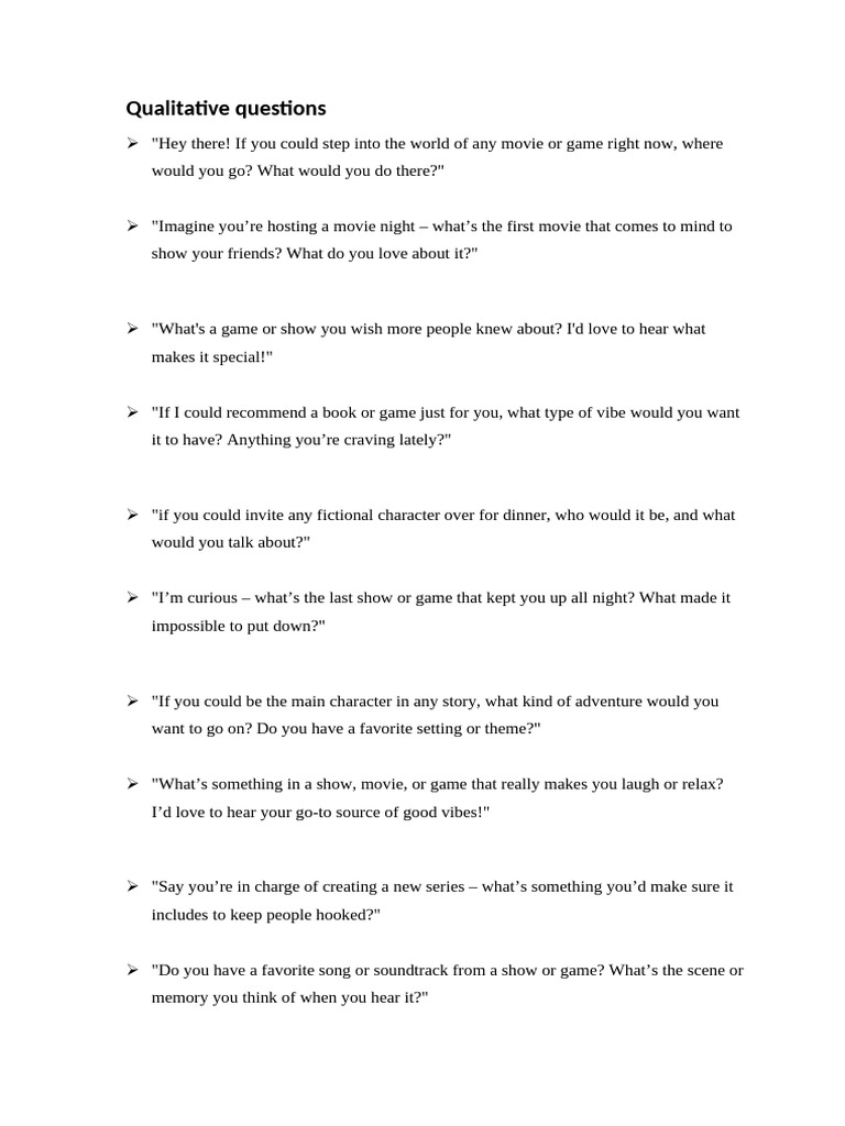Qualitative Questions | PDF