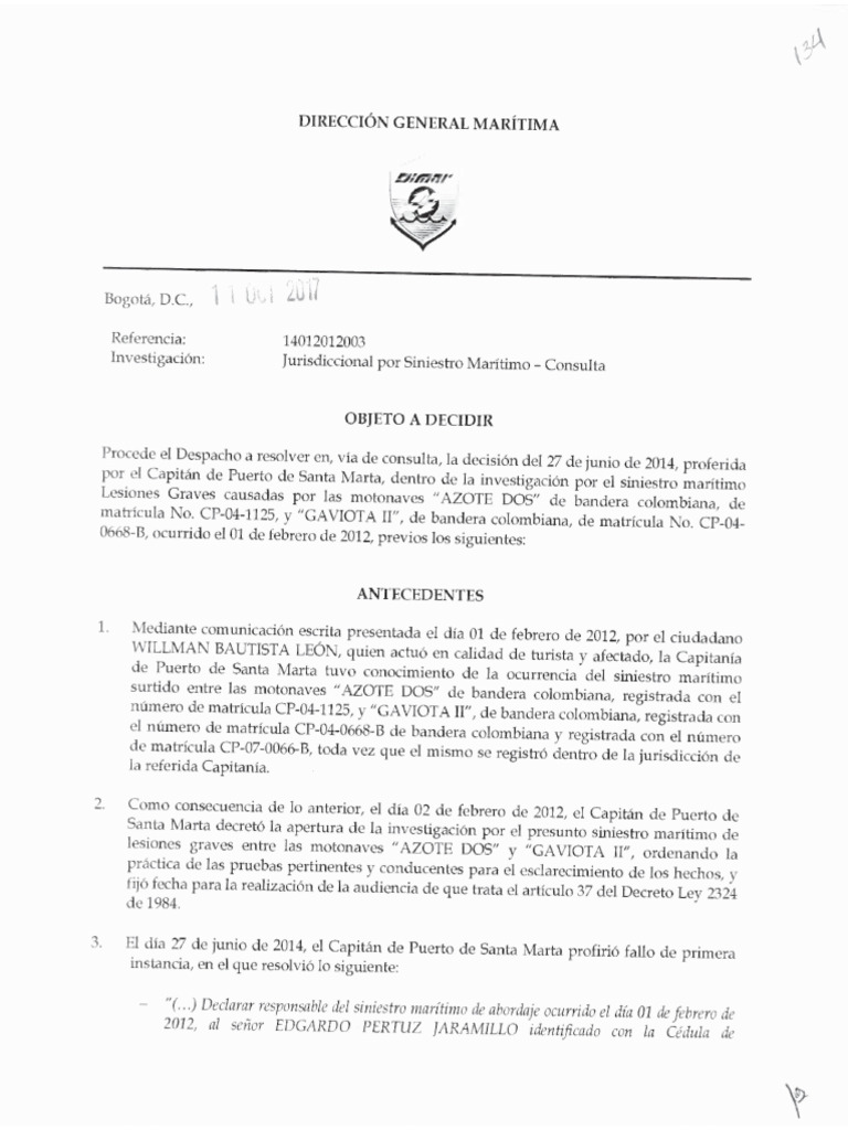 CONDENA POR SINIESTRO LANCHA AZOTE DOS - LANCHA GAVIOTA II CP4 (1) | PDF
