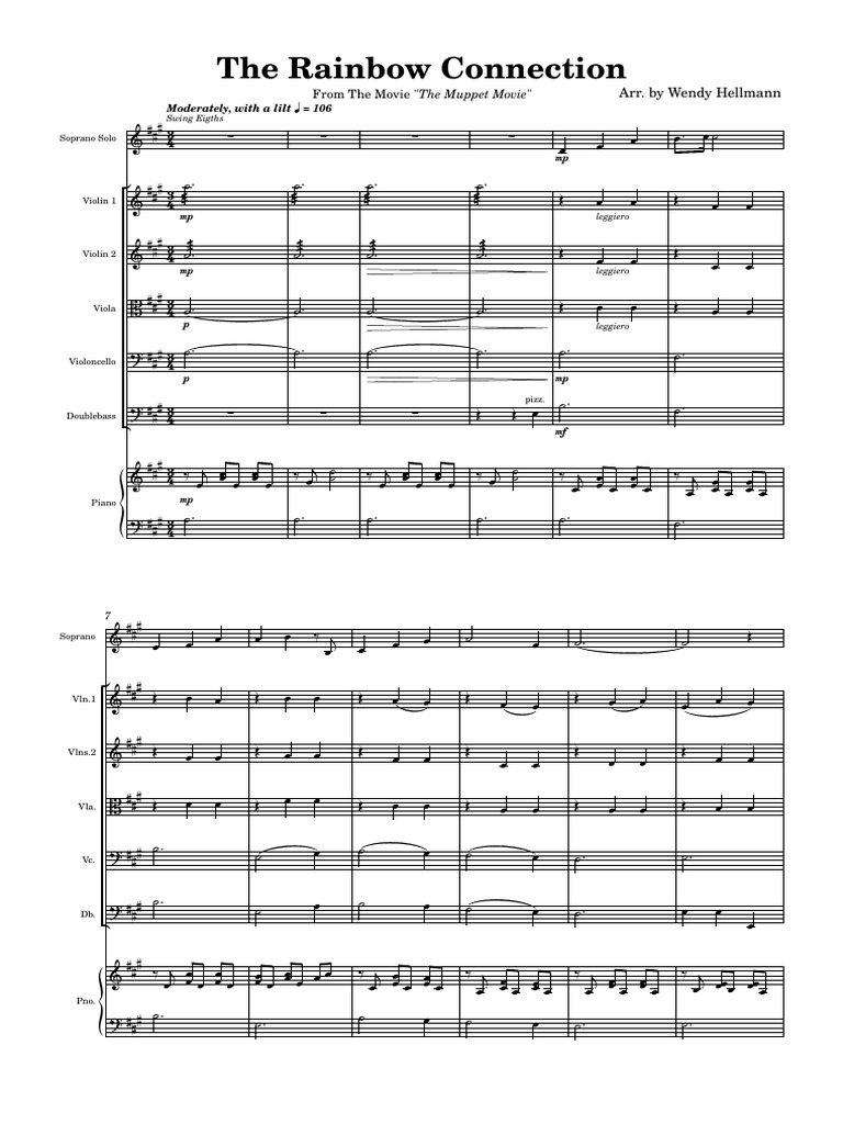 Easy Sheet Music for Rainbow Connection | PDF | Music Technology ...
