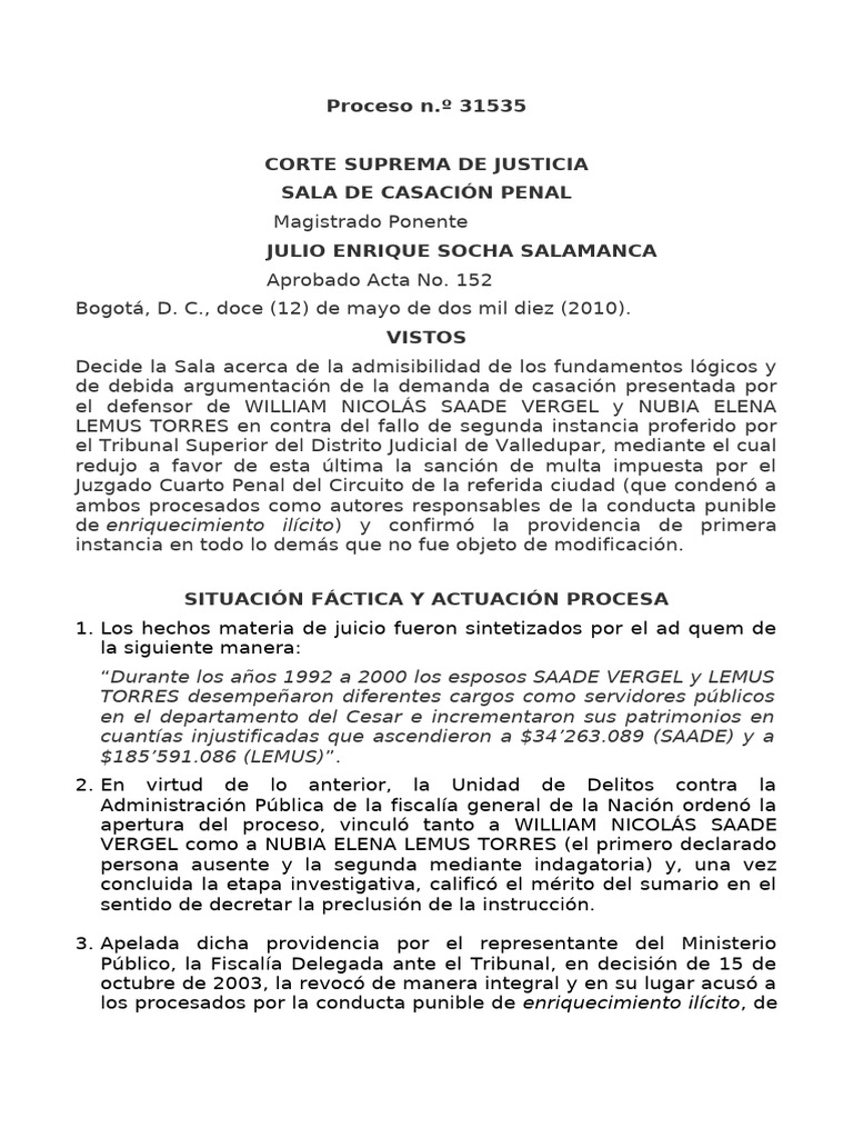 WILLIAM SAADE VERGEL y Otra Condena | PDF | Ley Pública | Ley común