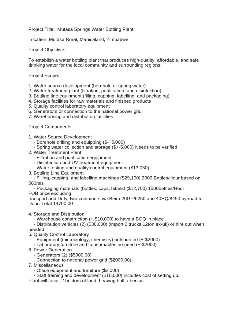 Project Title | PDF | Water Purification | Drinking Water