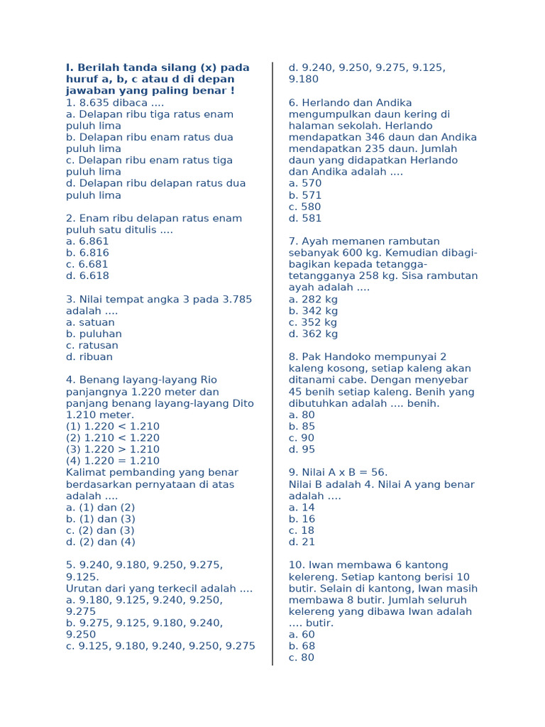 SAS Kelas 4 MTK SMT 2024 Des | PDF