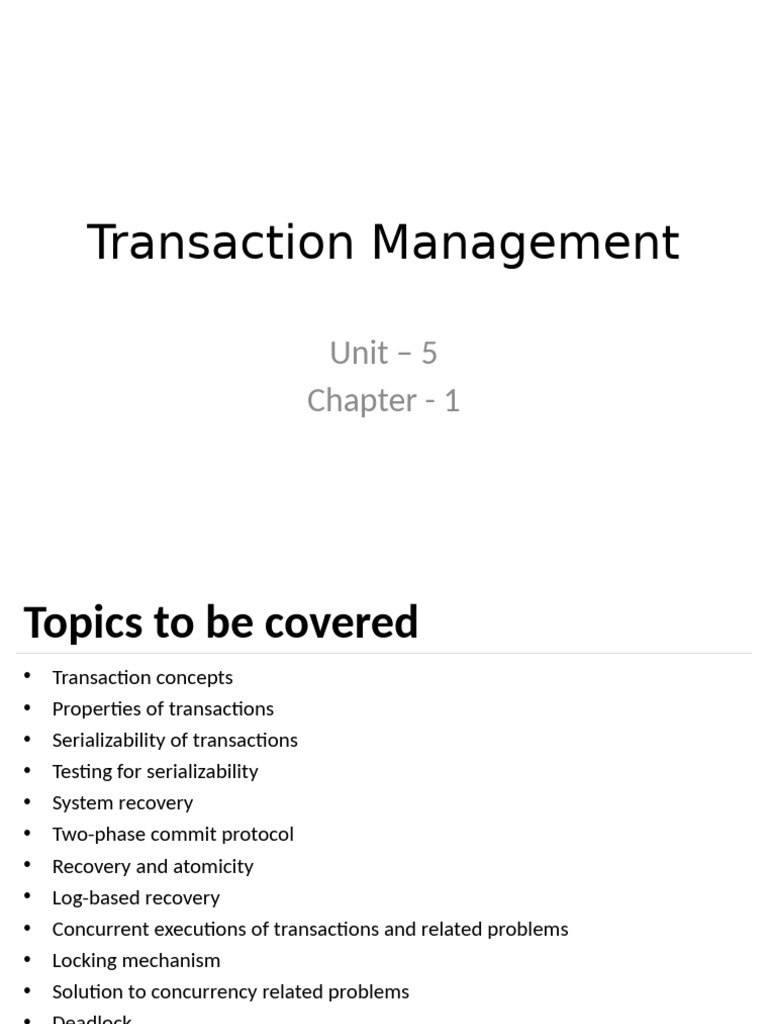 Unit 5 Transcation | PDF | Acid | Database Transaction