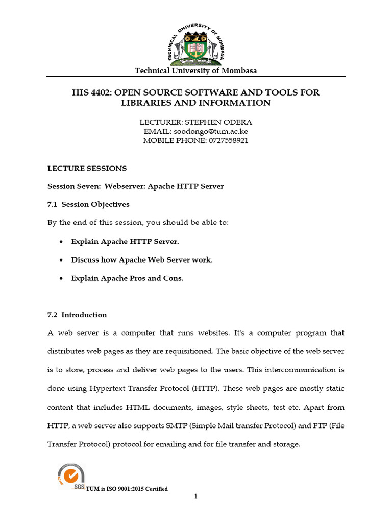 Session Seven Webserver - Apache HTTP Server | PDF | World Wide Web | Internet & Web