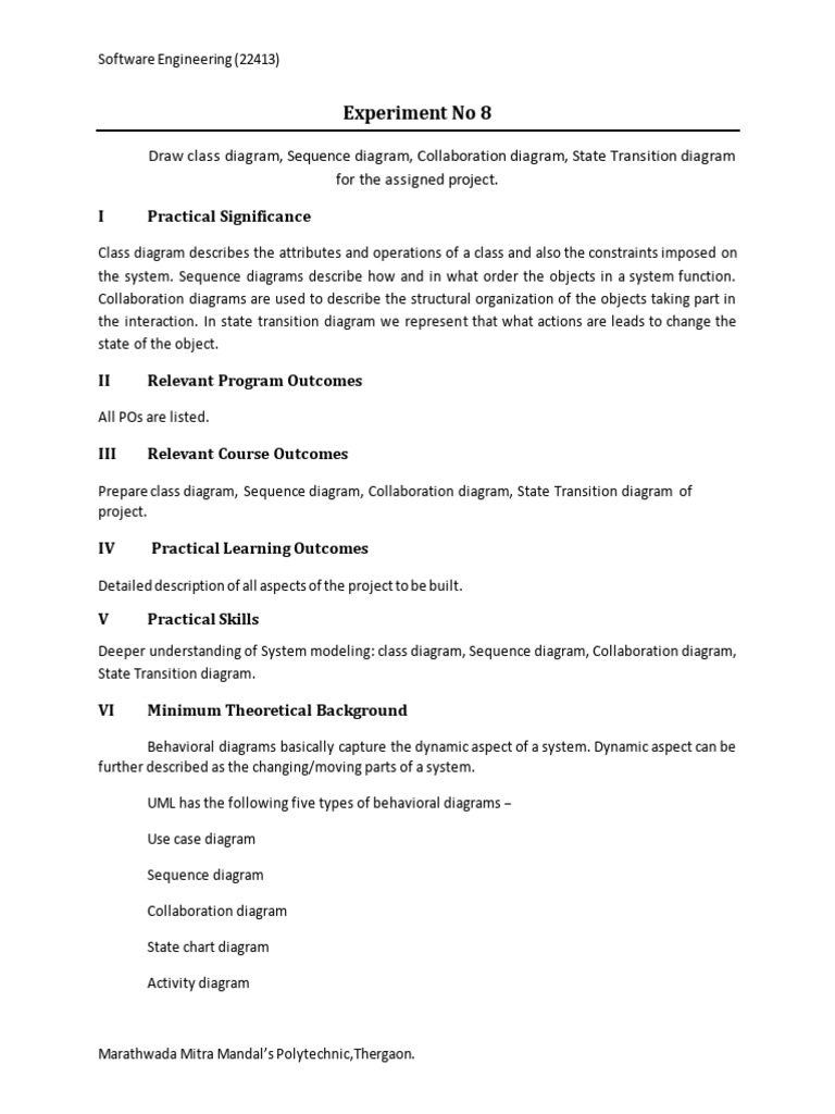 Practical No 8 | PDF | Unified Modeling Language | Inheritance (Object Oriented Programming)