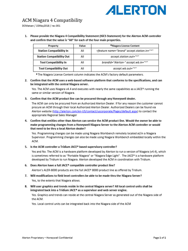 hbt-bms-ACM-Niagara-N4-Compatibility | PDF