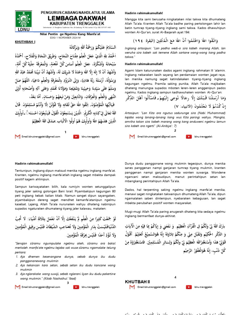 Khuthbah Jawa 15 Nopember 2024 | PDF