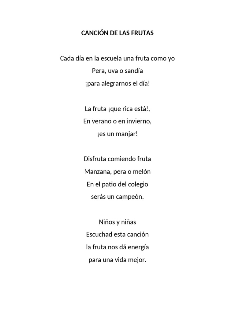 Canción de Las Frutas | PDF