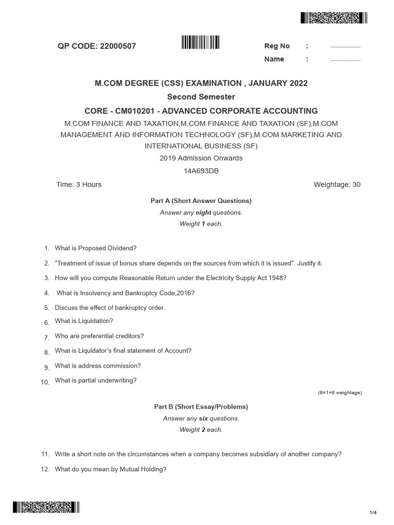 mcom-2-sem-advanced-corporate-accounti | PDF | Equity (Finance) | Balance Sheet