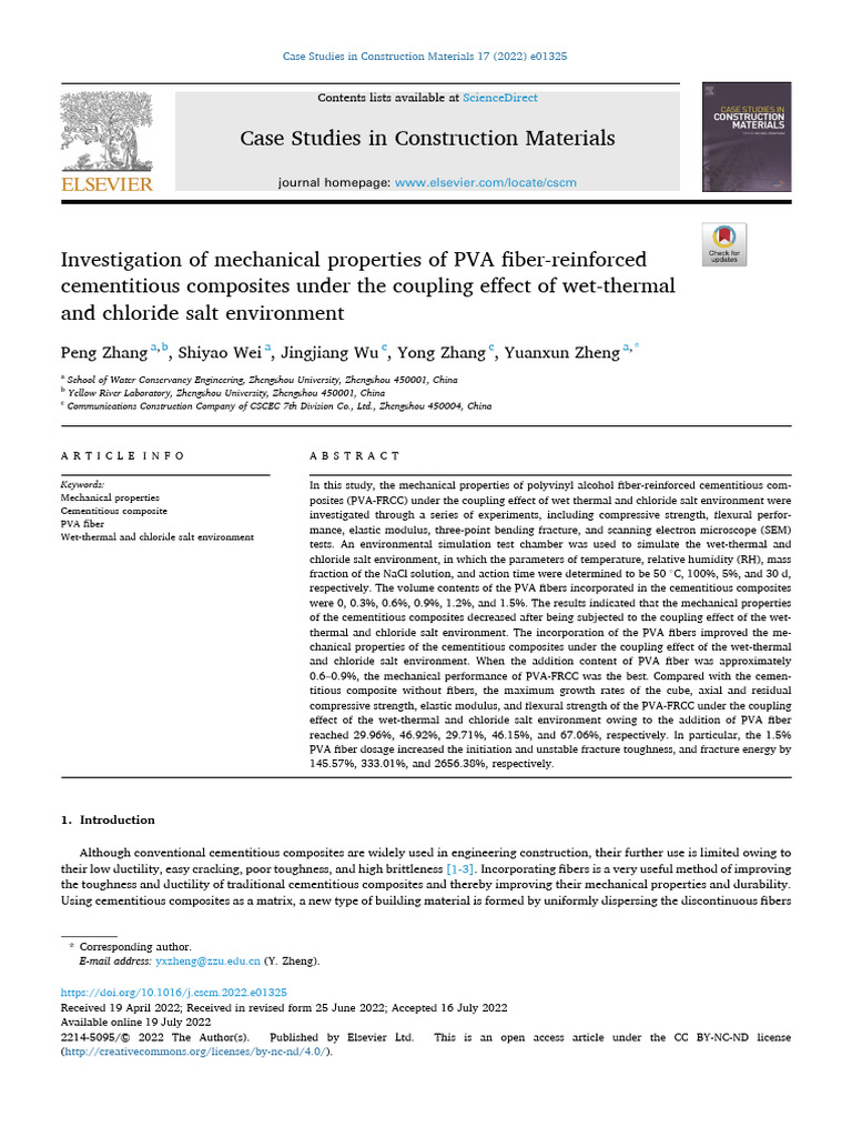 Investigation of mechanical properties of PVA fiber-reinforced ...