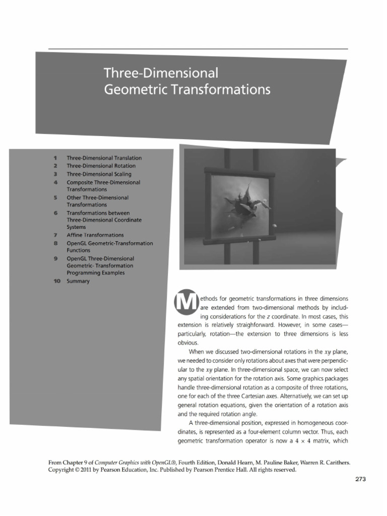 Three-Dimensional Geometric Transformations | PDF