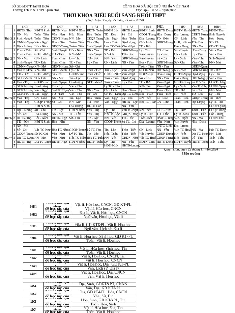 Tkb Thpt - Hk i Tuần 13 | PDF