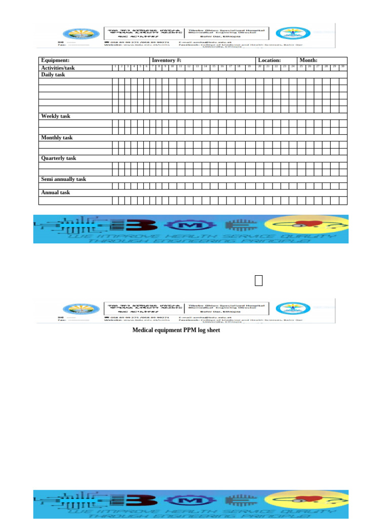 Medical Equipment PPM Log Sheet | PDF