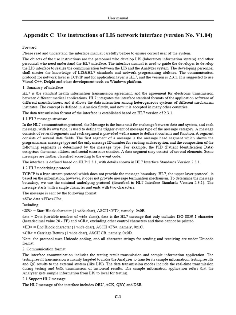 HL7 LIS Interface User Guide | PDF | Computing | Computer Science