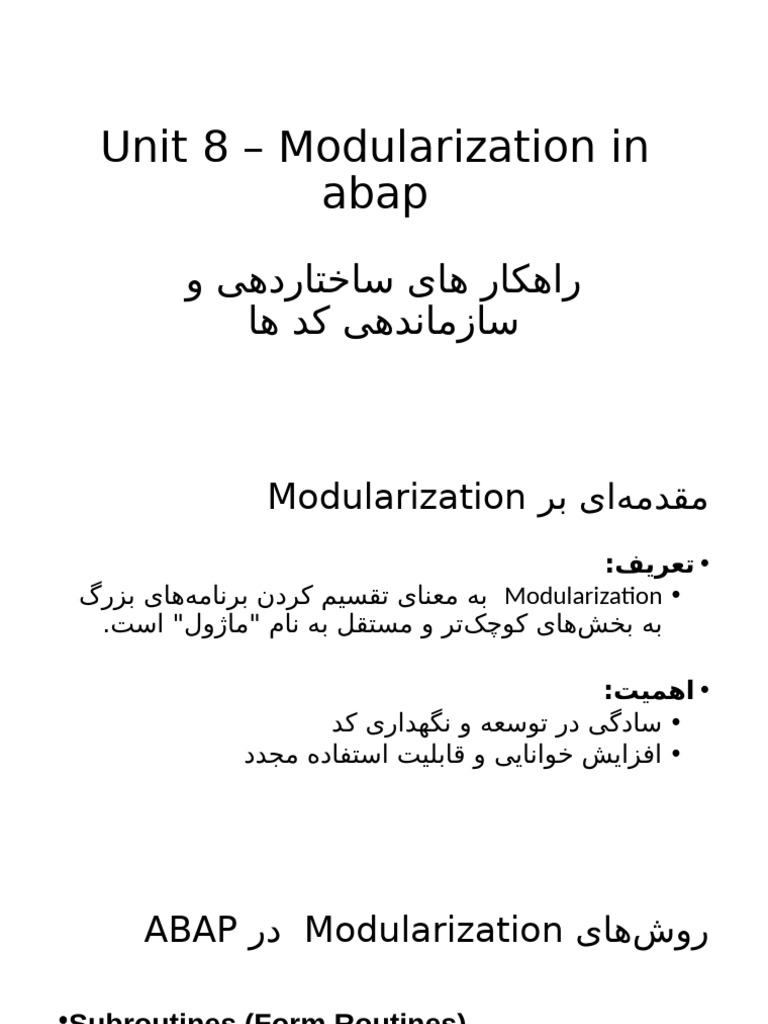 Unit 8 – Modularization in Abap - Copy | PDF