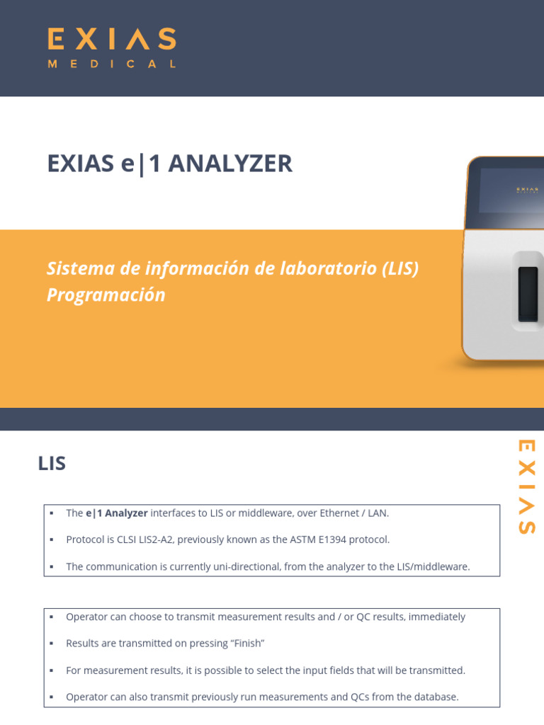 EXIAS E1 Analyzer LIS Set Up 05 | PDF