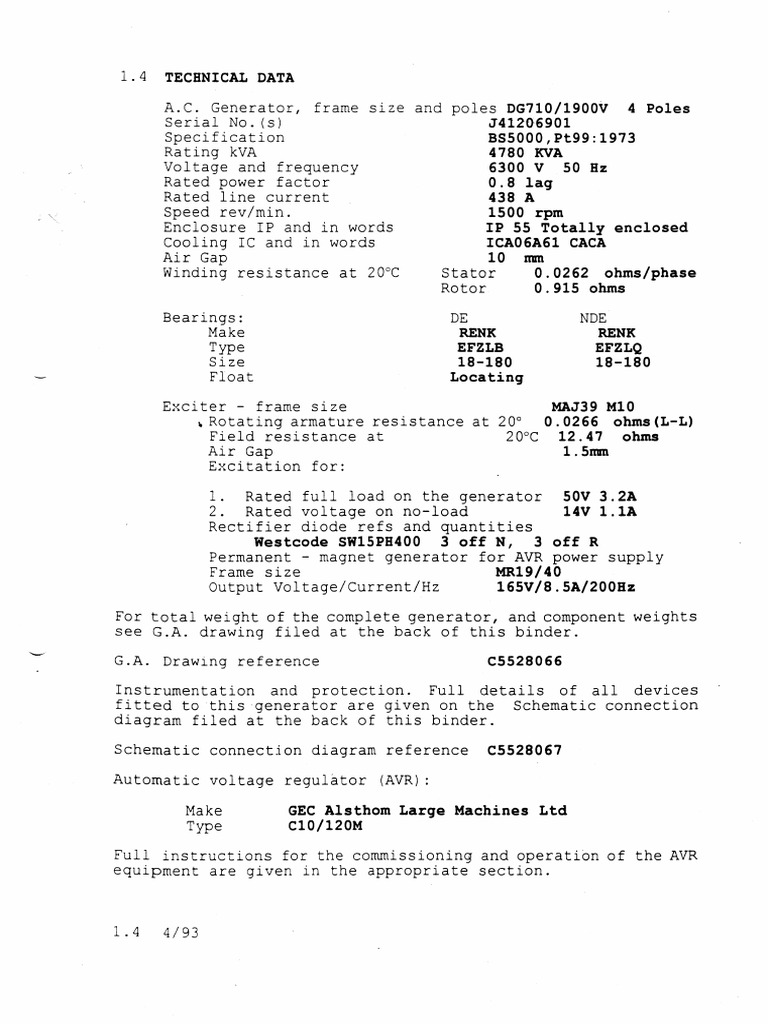 Technican Data For Generator Typhoon | PDF | Electric Generator ...
