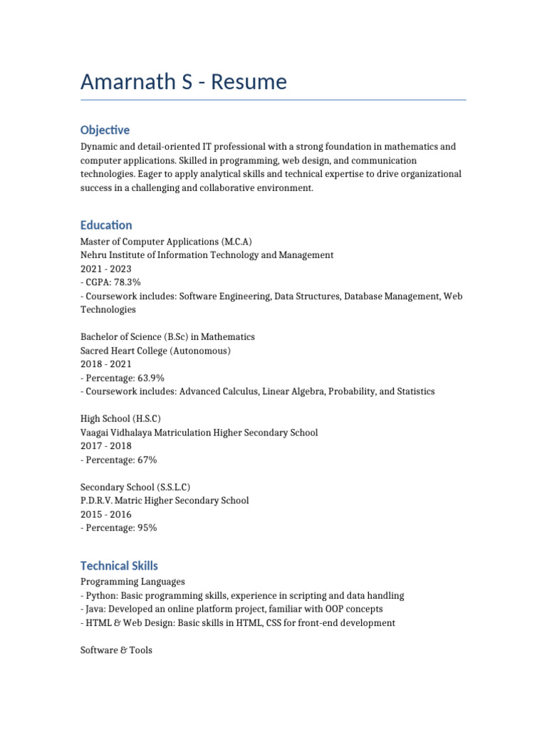 Amarnath S Enhanced Resume | PDF