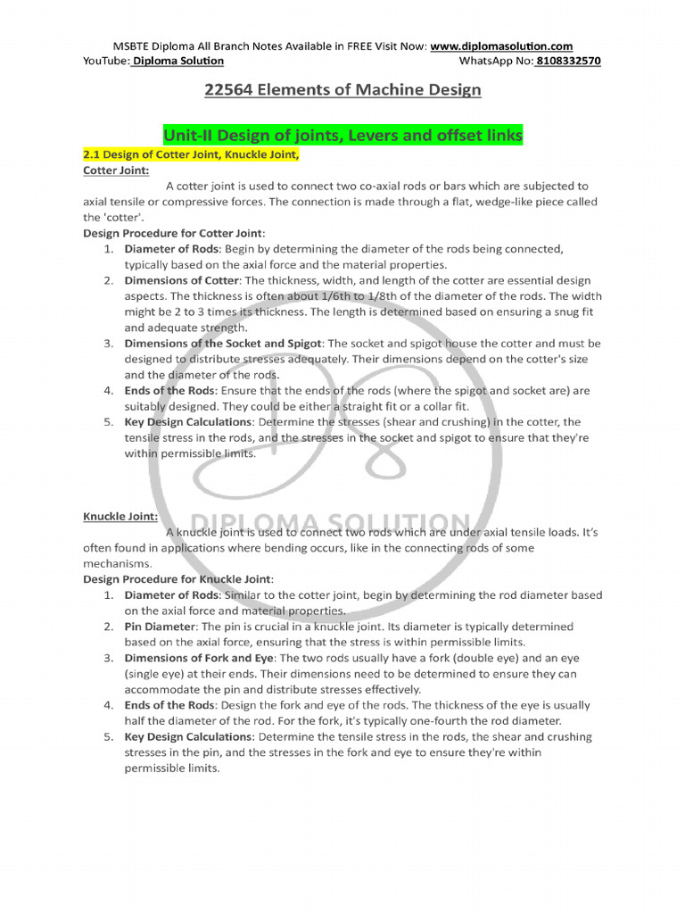 Elements of Machine Design 2 | PDF