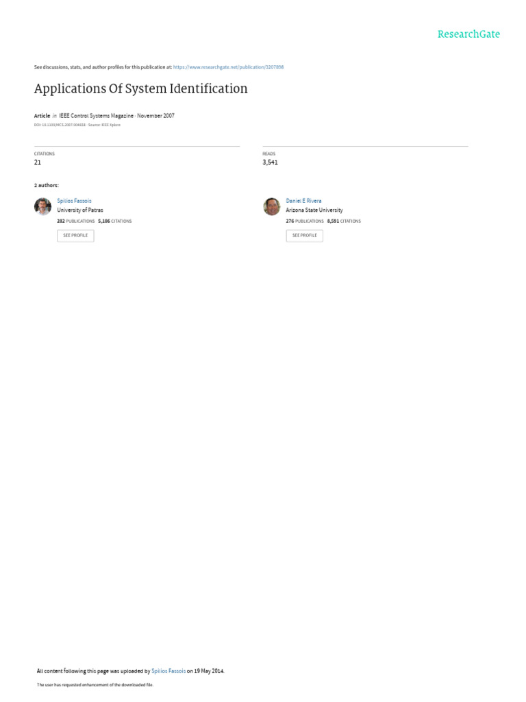 Applications of System Identification | PDF | Applied Mathematics | Science