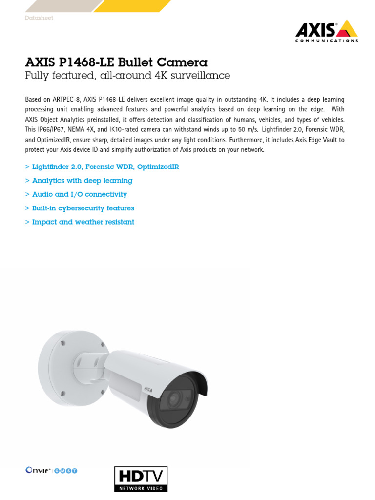 AXIS P1468-LE Bullet Camera Overview | PDF | Camera | Computer Network