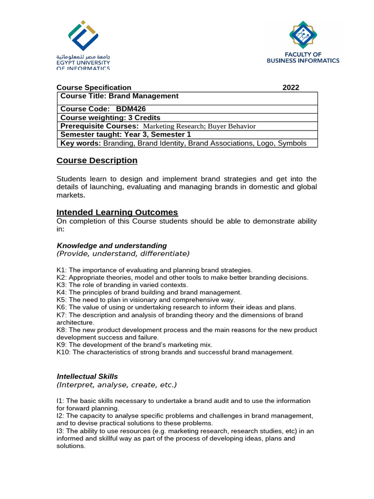 Intro. To Business and Entrepreneurship Course Description | PDF ...