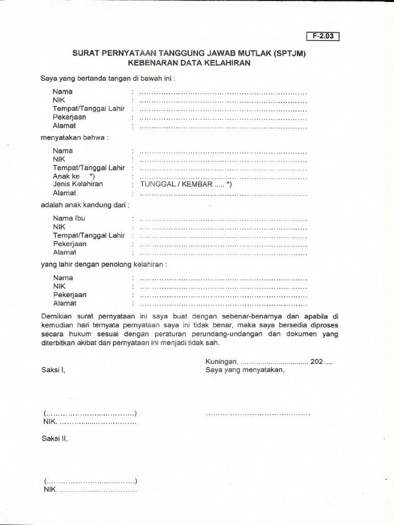 Formulir - F 2.03 1 | PDF