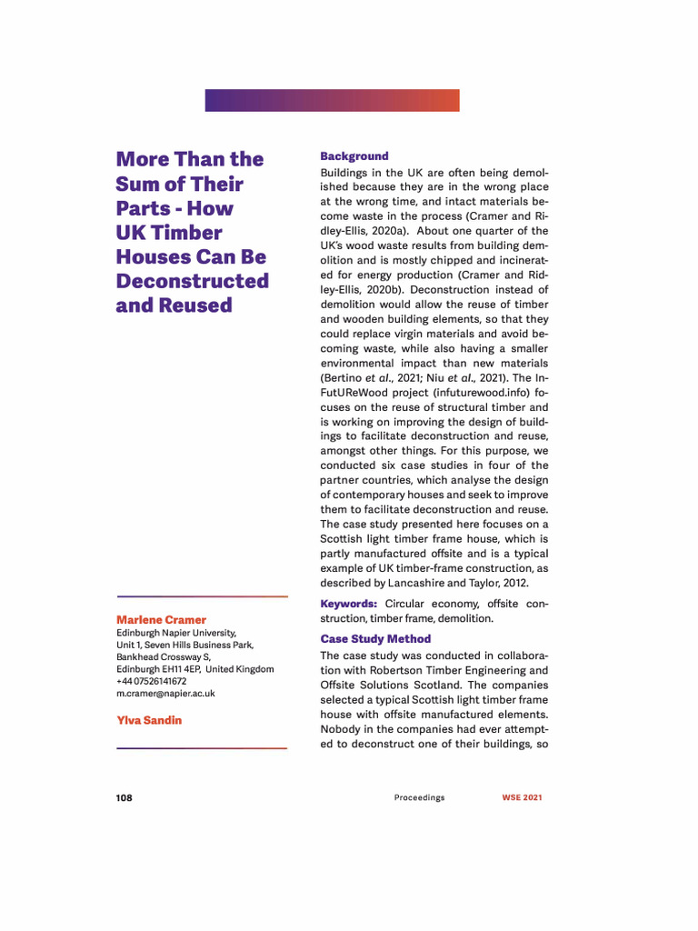Cramer - More Than The Sum of Their Parts - How UK Timber Houses Can Be Deconstructed and Reused ...
