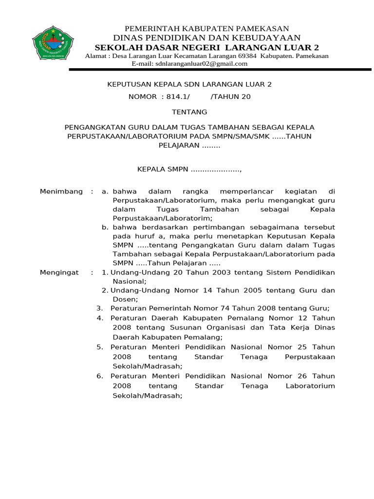 contoh-sk-kepala-perpu-lab | PDF