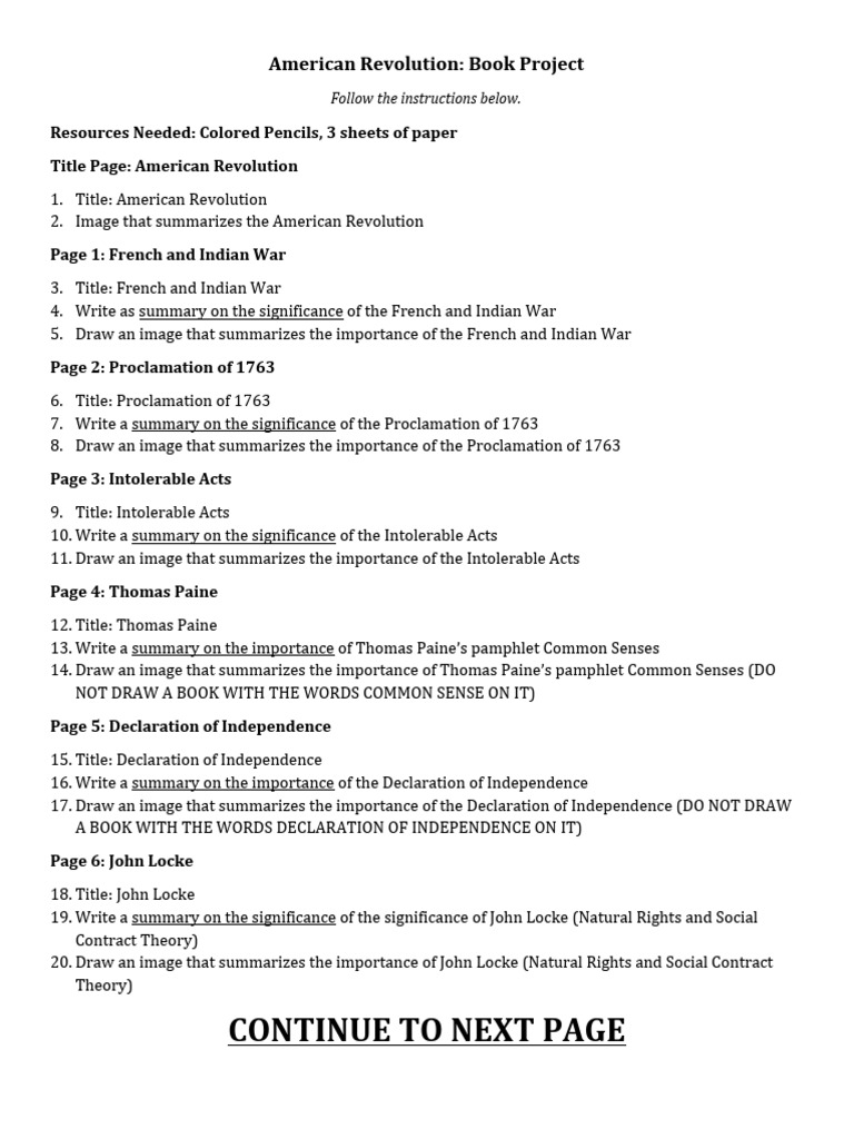 American Revolution Book Project 1 | PDF | Common Sense | United States ...