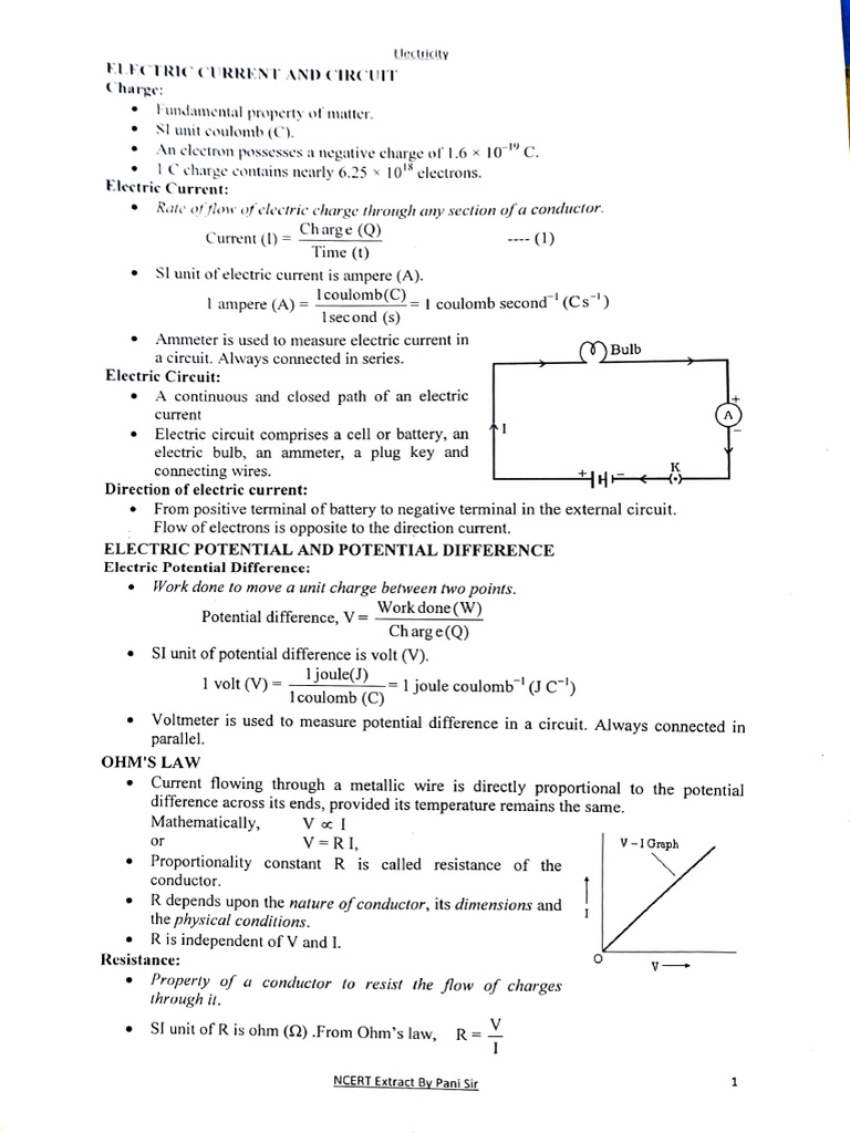 Chap 11 X Phy Electricity NCERT Extract | PDF | Electric Current | Electrical Resistance And ...