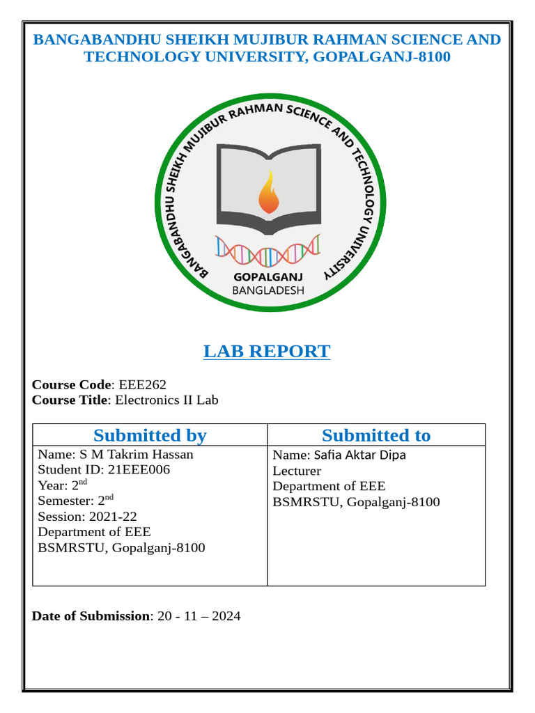 Electronics II Lab Report | PDF