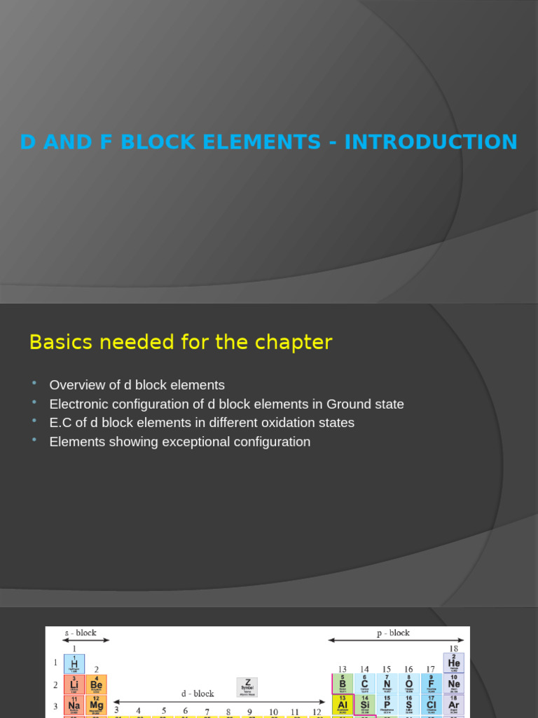 D and F Block Elements Guide | PDF
