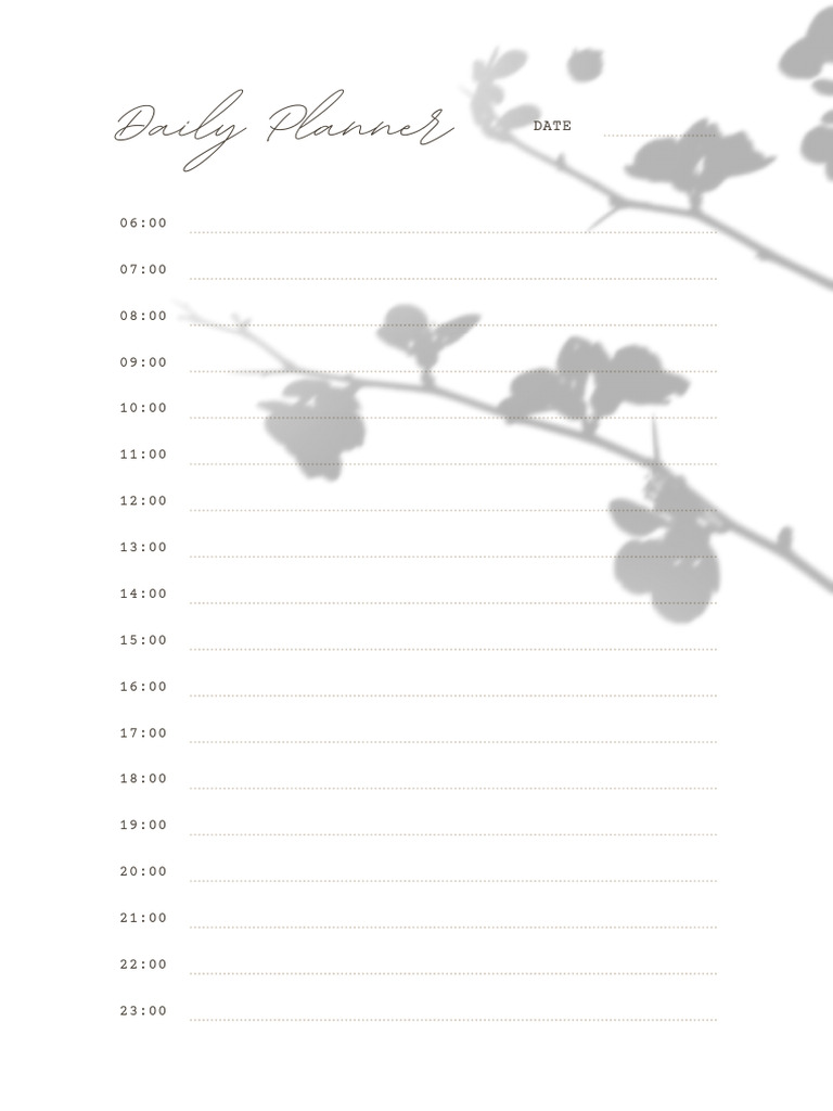 Beige Elegant Simple Notes Daily Planner With Timetable | PDF