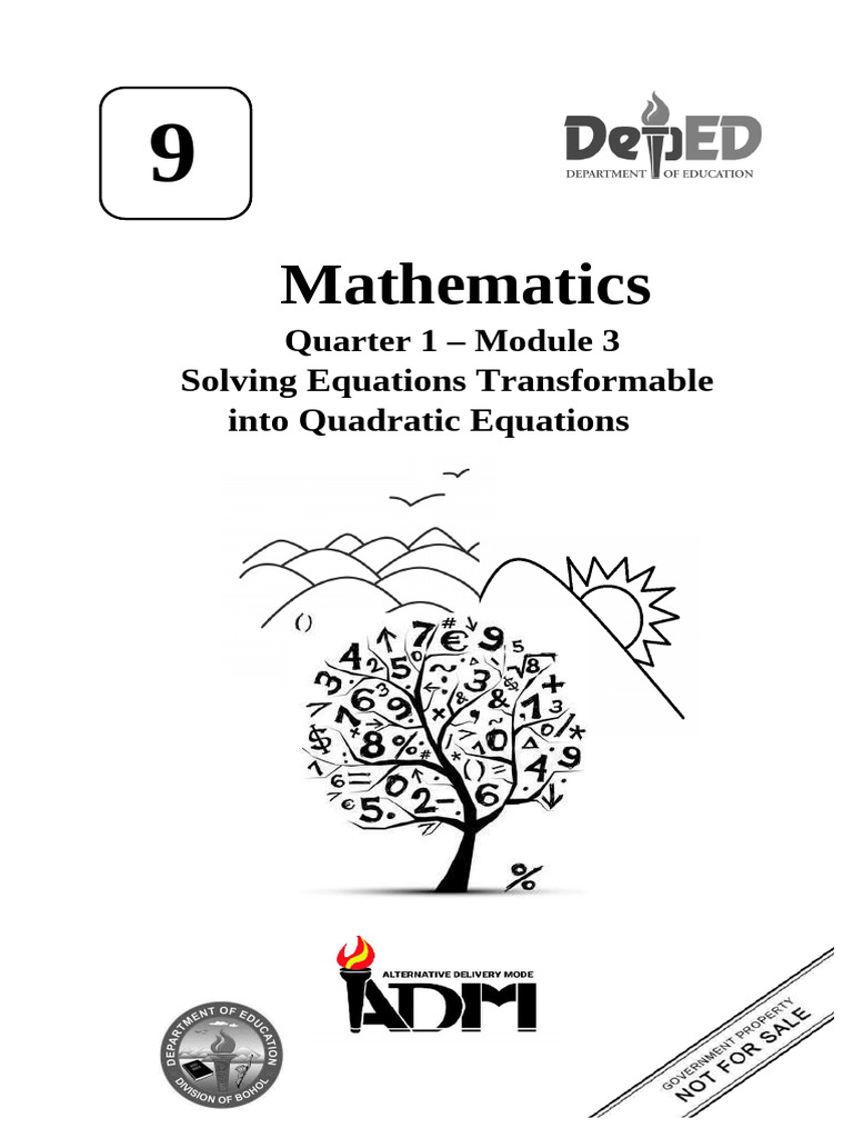 Solving Equations Transformable Into Quadratic Equation | PDF | Quadratic Equation | Equations