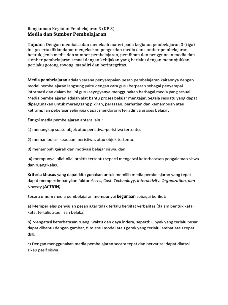 Rangkuman Kegiatan Pembelajaran 3 (Modul E) | PDF