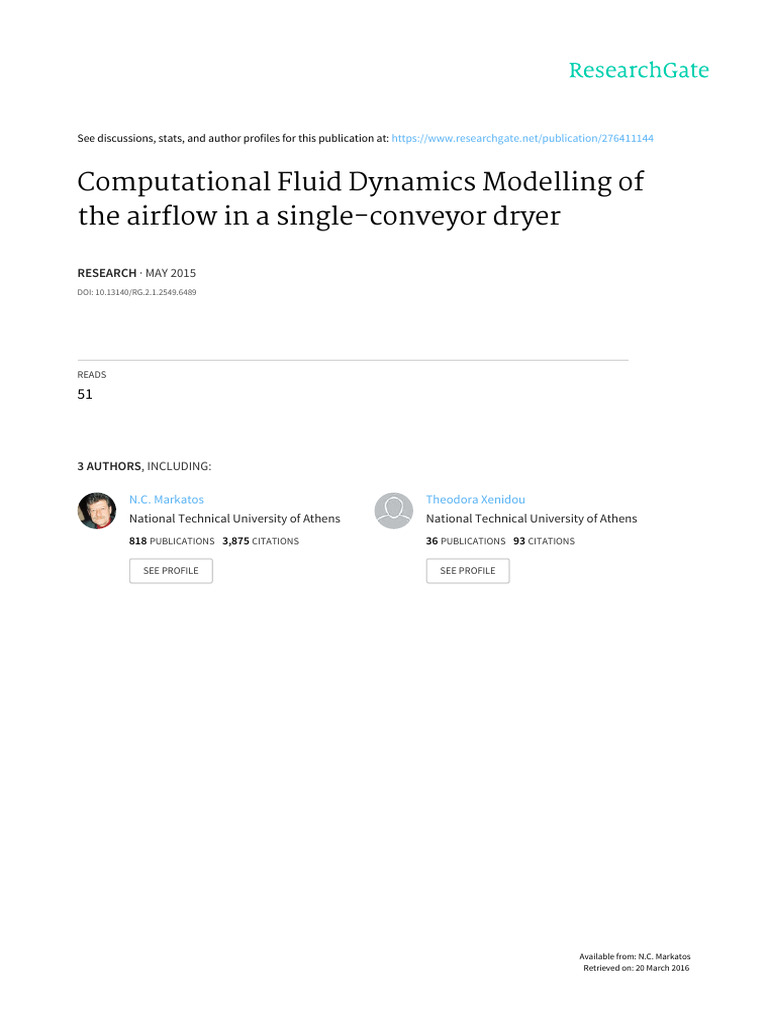 Computational Fluid Dynamics Modelling of the Airflow in a Single Conveyor dryer | PDF