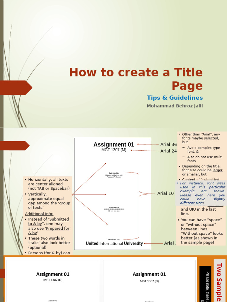 Title Page Guideline | PDF | Typefaces | Arial