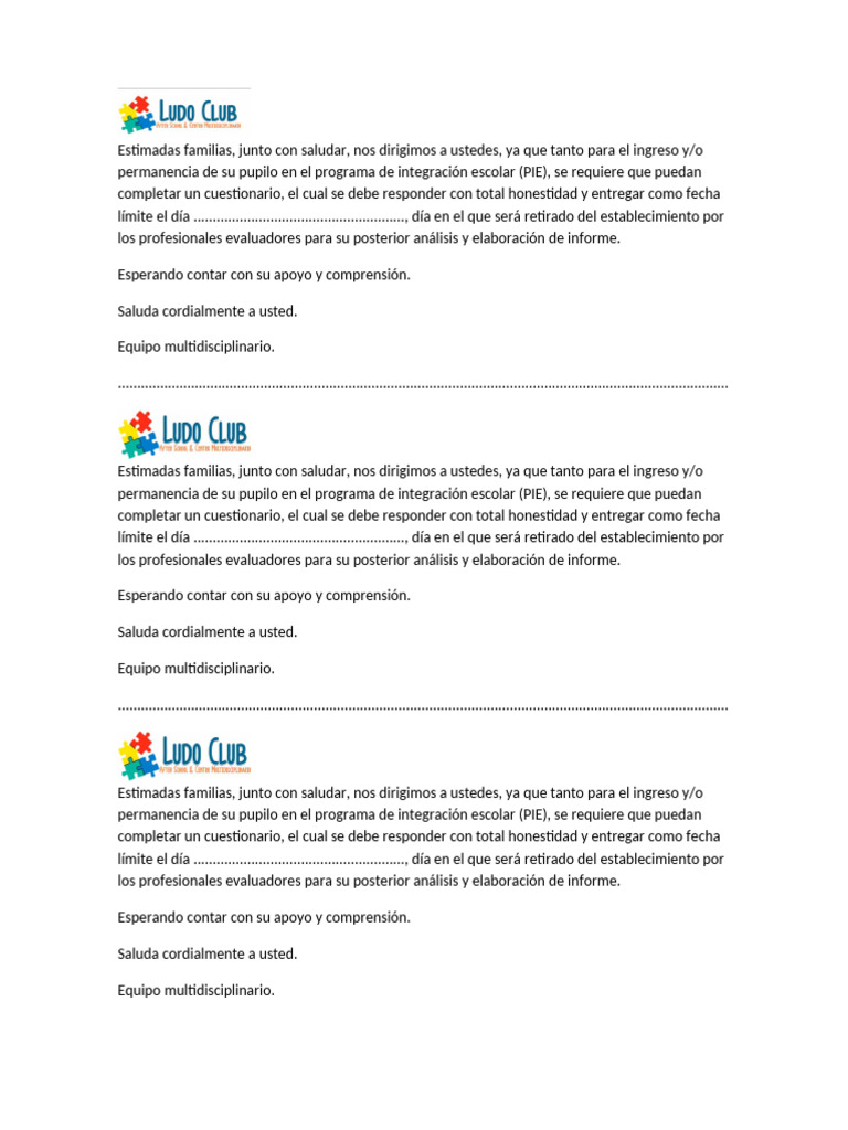 Comunicación Apoderados ICAP | PDF