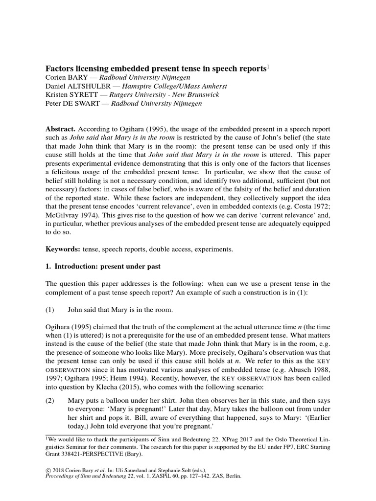 Bary Prent Tense | PDF | Grammatical Tense | Experiment